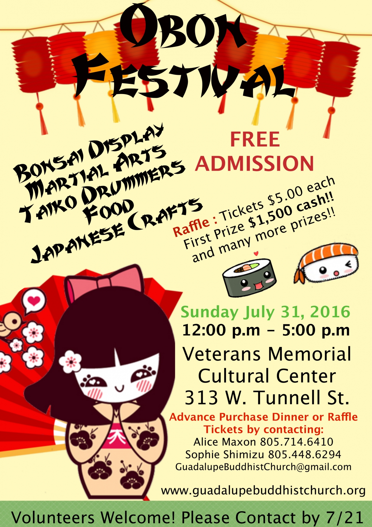 Guadalupe Buddhist Church 2016 Obon Festival Flyer » Santa Maria ...